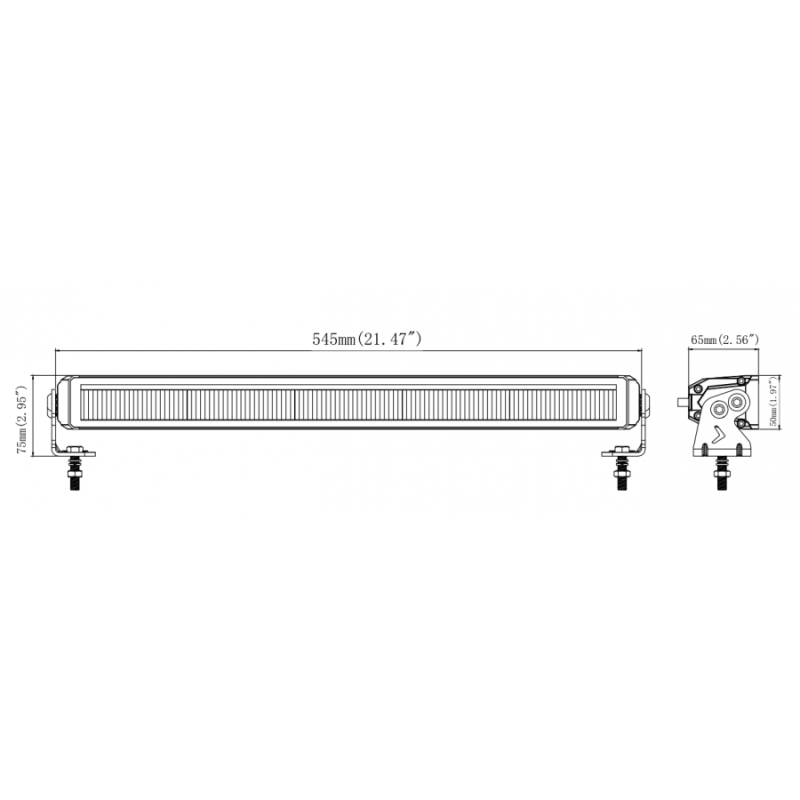 LED Bar 10+36leds / light stripe / 65W+10W / L545xH75(50)xD65mm / 5730lm
